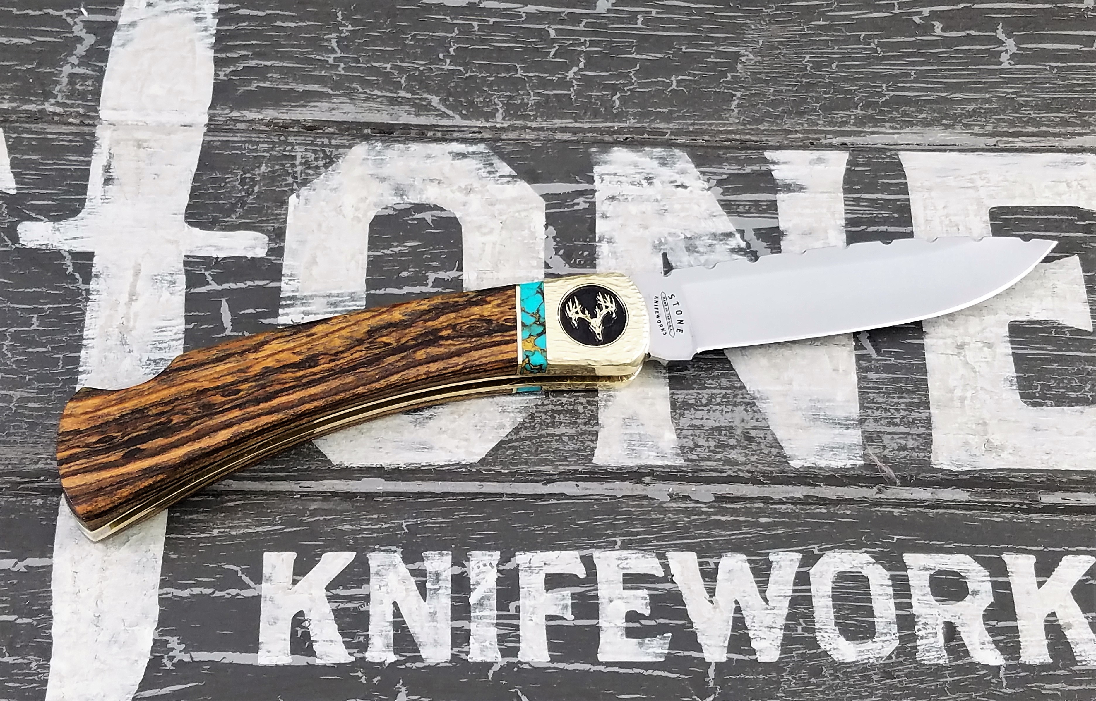 Customized Buck 110 Bocote Turquoise 1 - Stone Knifeworks